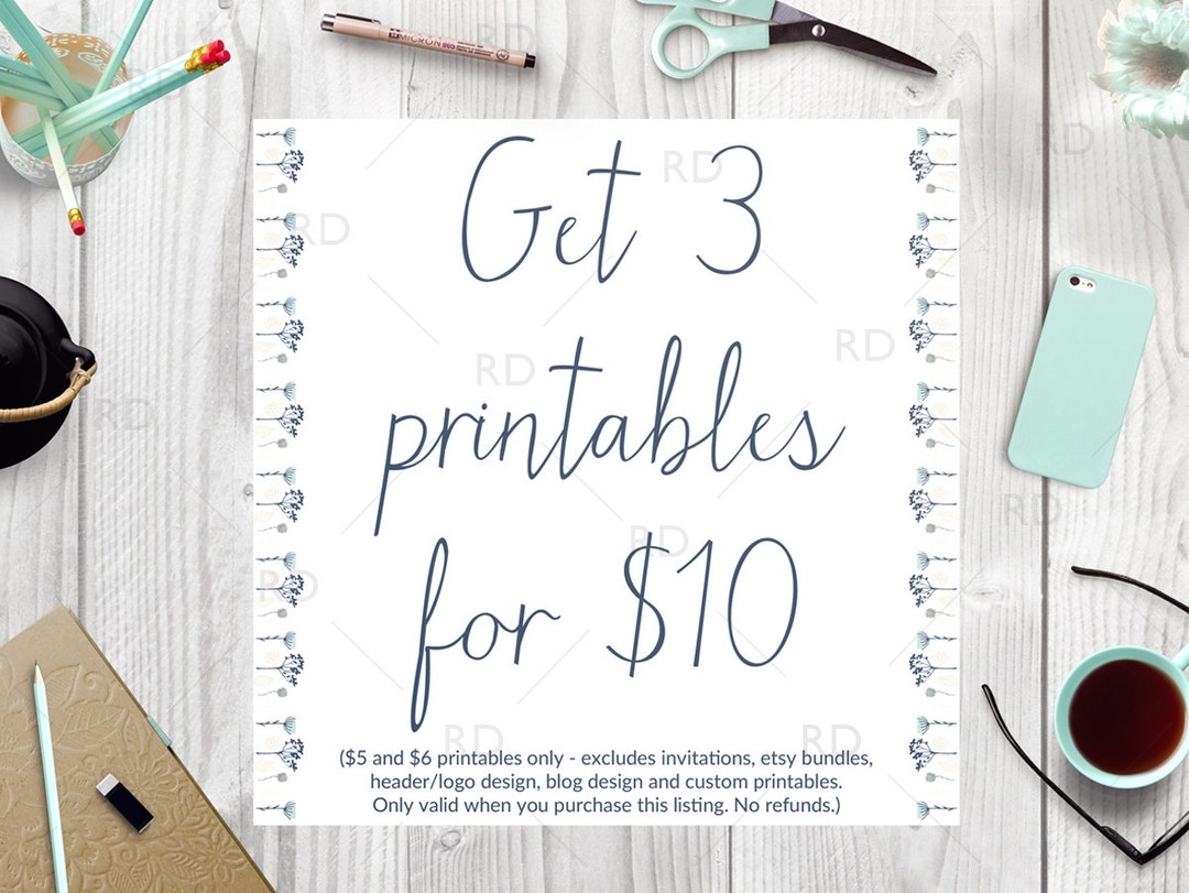 Printable Bundle - Get 3 Printables for Ten Dollars (save Between 5 and ...