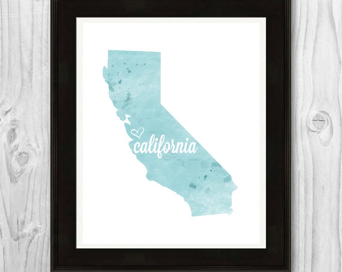 Custom State Map Art PRINTABLE Wall Art / You Pick Watercolor Color / Map Wall Art / State ...