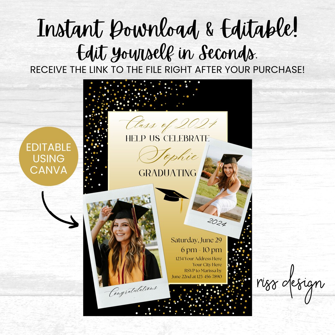 Graduation Party Invitation / PRINTABLE Invitation / Fully Customizable ...