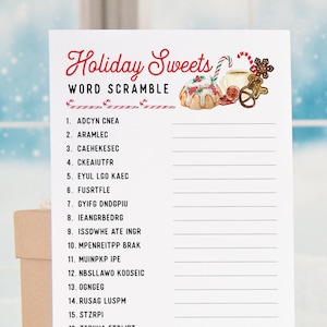 Holiday Sweets Word Scramble PRINTABLE Downloadable Activity. Word Game ...