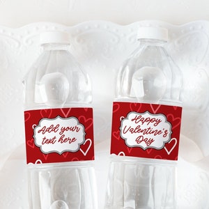 Valentine Water Bottle Label Printable, Corjl Editable, Beverage Wrap ...