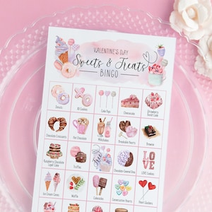 Valentine's Desserts Bingo Cards: Printable Bingo Cards, 50 Cards ...