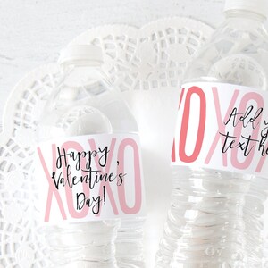 Valentine Water Bottle Label - Printable, Corjl Editable, Beverage Wrap ...