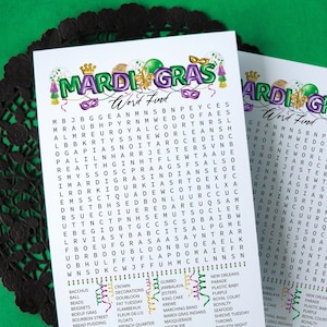 PRINTABLE Mardi Gras Word Search - Big 40-word Find. Instant Download ...