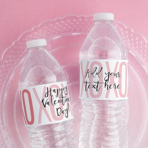 Valentine Water Bottle Label Printable, Corjl Editable, Beverage Wrap ...