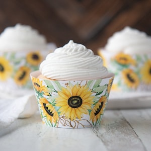 Sunflower Cupcake Wrappers - PRINTABLE Floral Cupcake Wraps Pdf ...