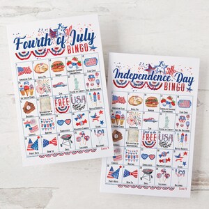 Fourth of July/independence Day Bingo - 50 PRINTABLE Unique Cards ...