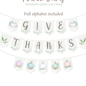 Fall Banner - Thanksgiving, Fall Pumpkins, Greenery, Printable Bunting ...