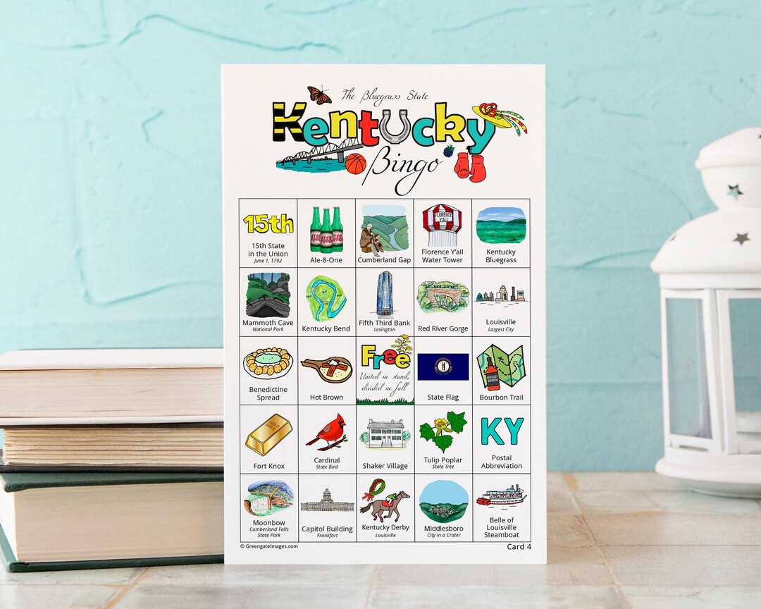 Kentucky Bingo Cards - 50 PRINTABLE Unique Cards Download Instantly ...