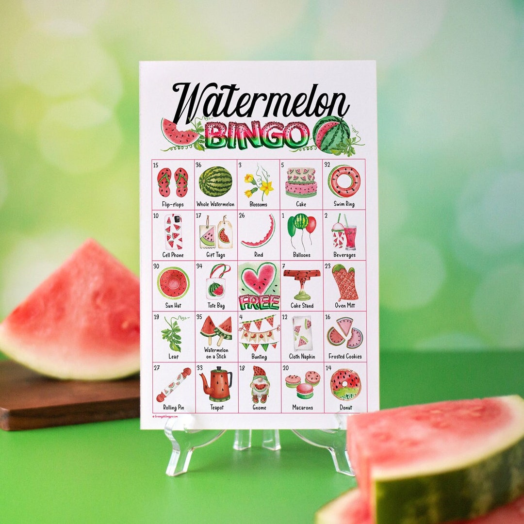 Watermelon Bingo - 50 PRINTABLE Unique Cards. Instant Digital Download ...