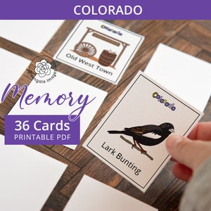 Colorado Memory Game - PRINTABLE Downloadable Activity PDF. Matching ...