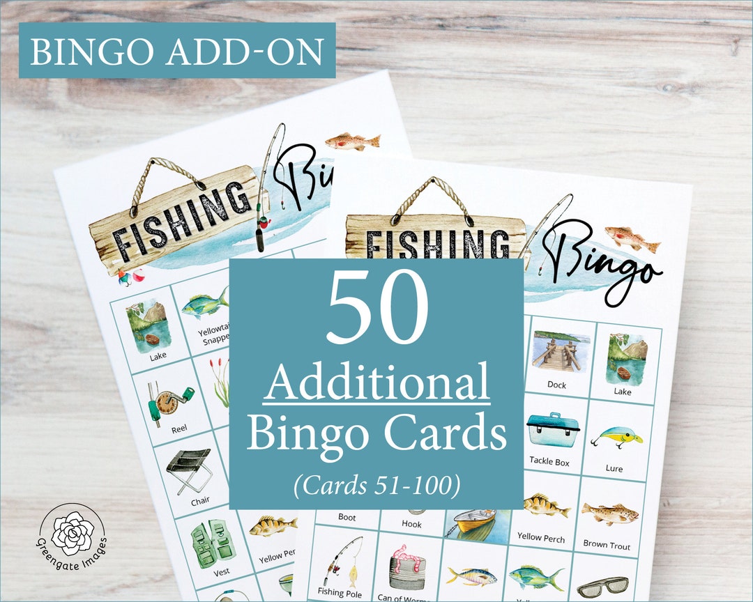 ADD-ON: 50 Additional Fishing Bingo Cards (numbered 51-100) to Go With ...