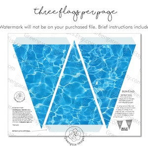 Swimming Pool Bunting - PRINTABLE Decorations for Pool Party, Vacation ...