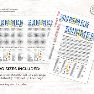 Summer Word Search - PRINTABLE Downloadable Activity. Fun Word Find ...