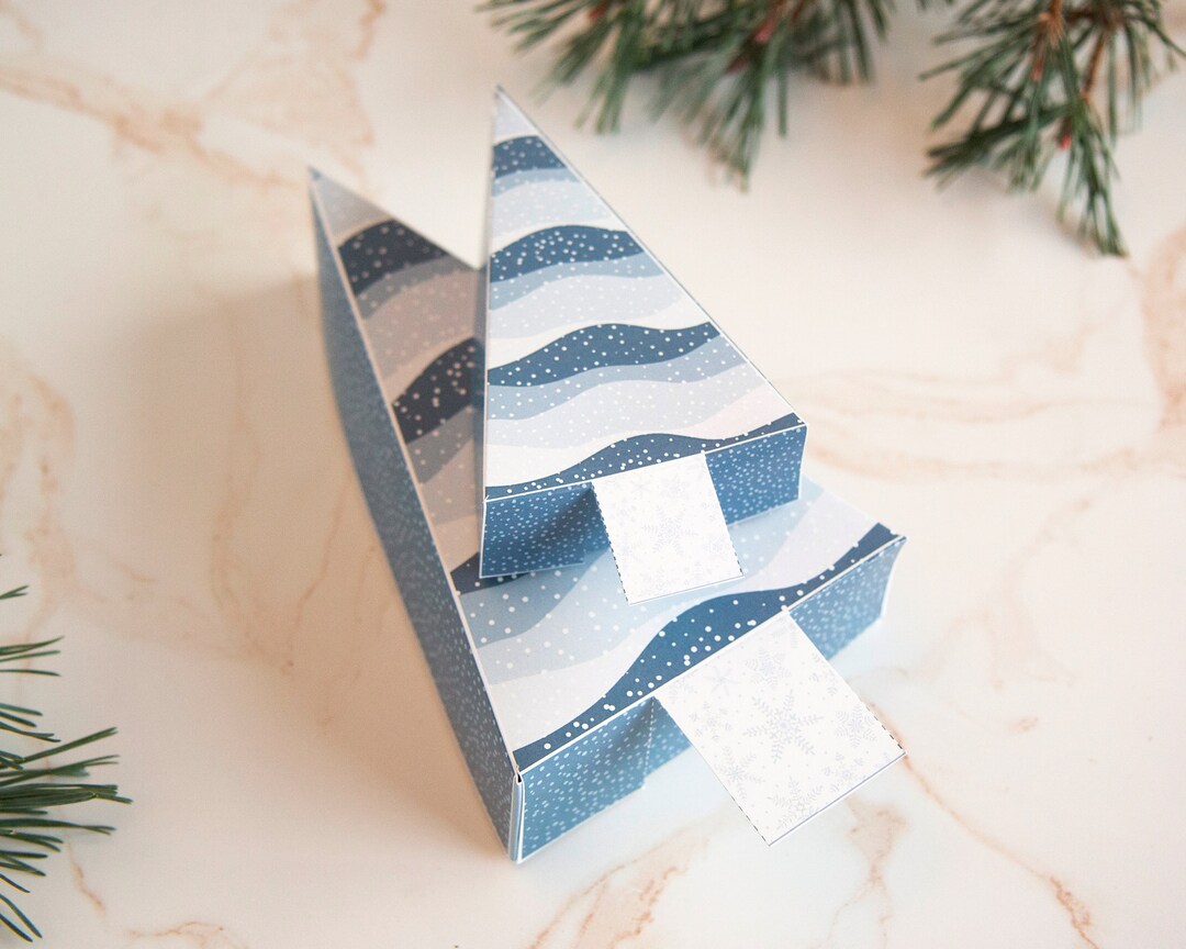PRINTABLE Winter Gift Box - Cute Snowy Christmas Tree Design, Two Sizes ...