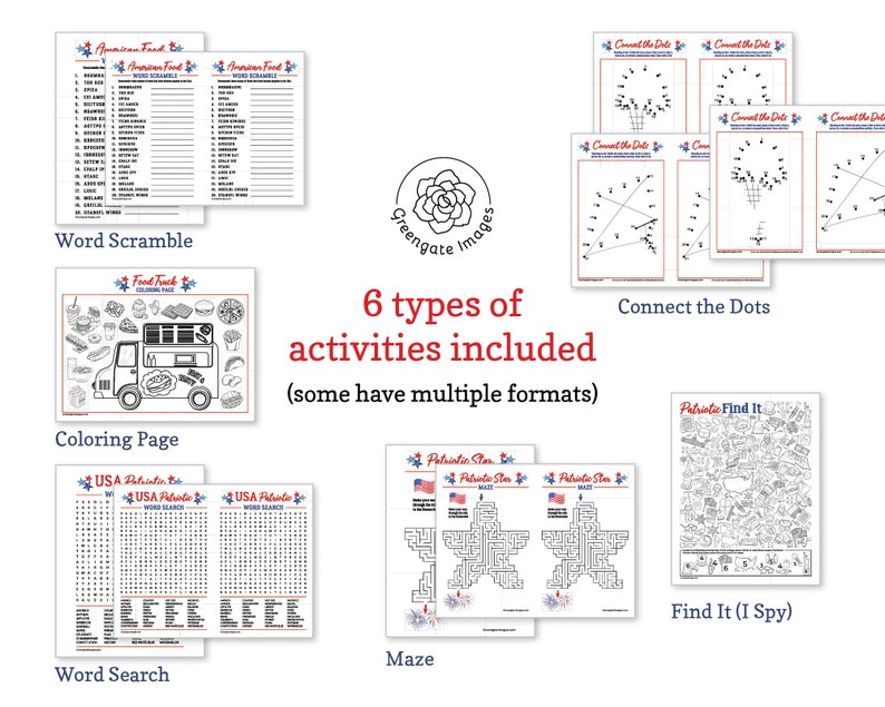 US Patriotic Activity Bundle PRINTABLE Word Games & Puzzles - Etsy