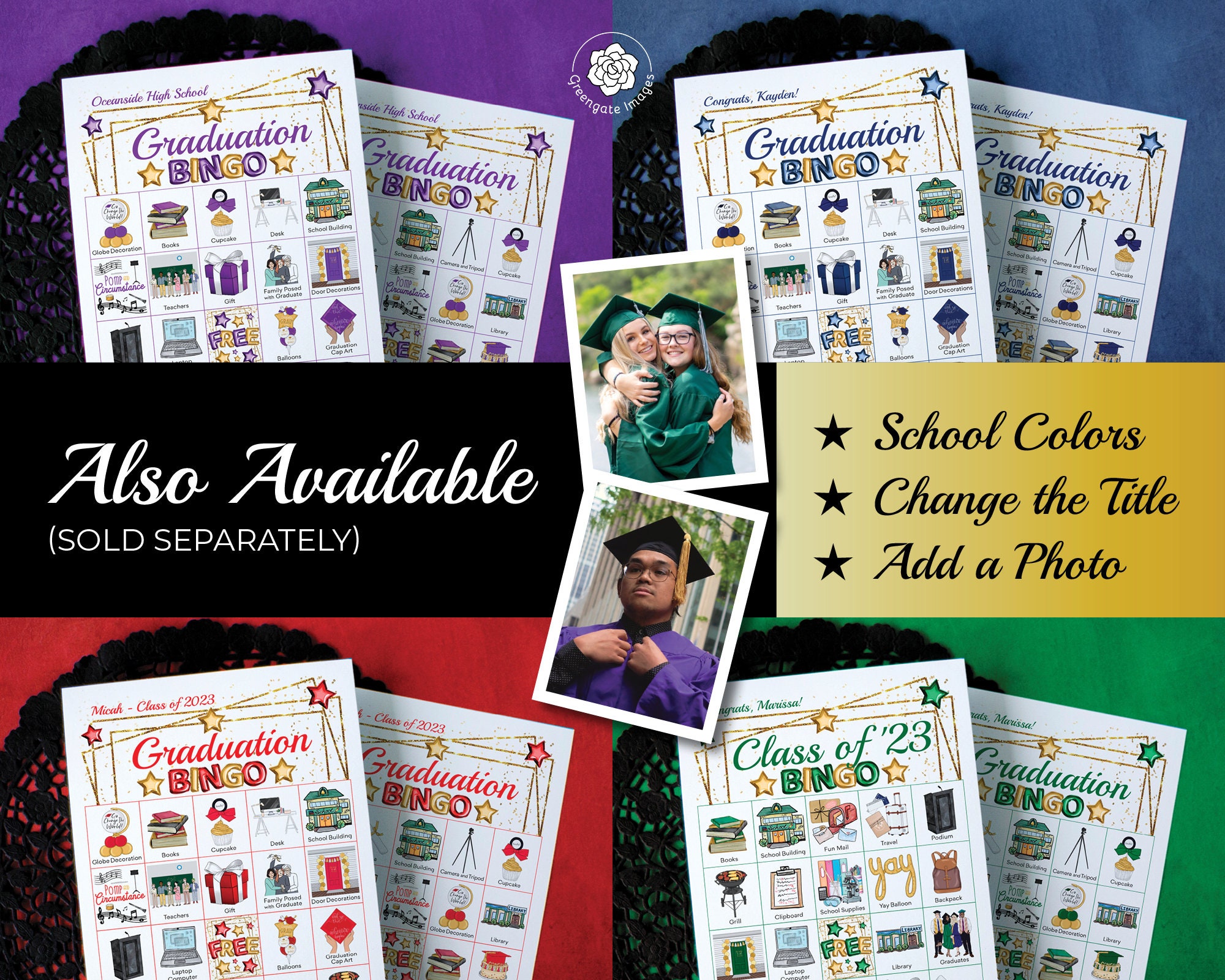 Graduation Bingo Cards: Printable Bingo Cards, Black and White, 50 ...