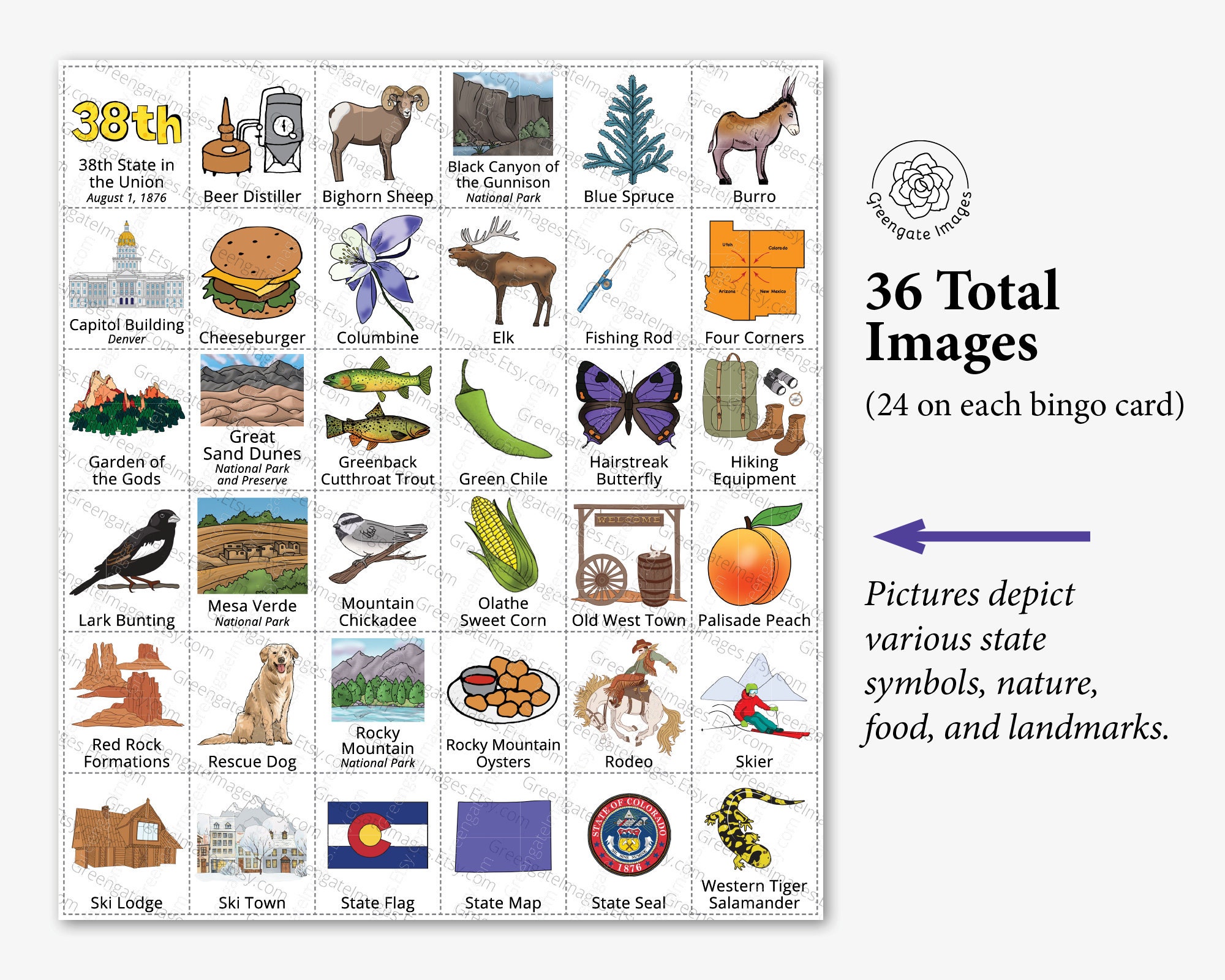Colorado Bingo Cards - 50 PRINTABLE Unique Cards to Download Instantly ...