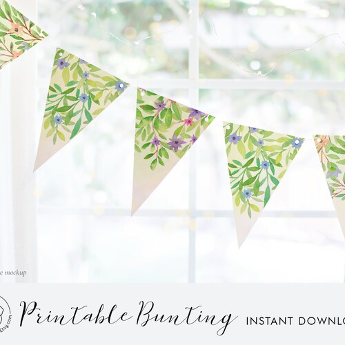 Printable Floral Bunting INSTANT DOWNLOAD Watercolor - Etsy