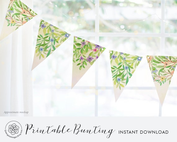 Printable Floral Bunting INSTANT DOWNLOAD Watercolor - Etsy