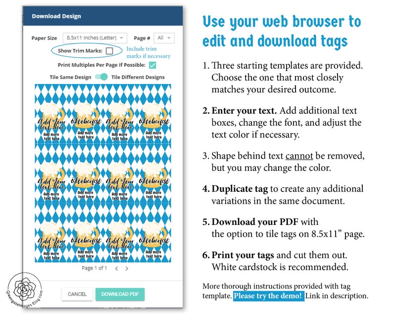 Oktoberfest Gift Tag Printable Gift Tag Favor Tag Hang - Etsy