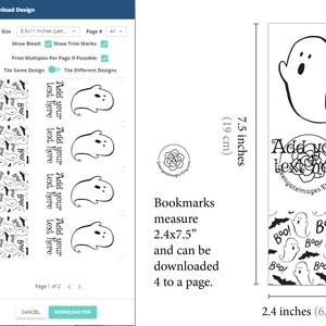 Halloween Ghost Bookmark - PRINTABLE Editable in Corjl, Book Club ...