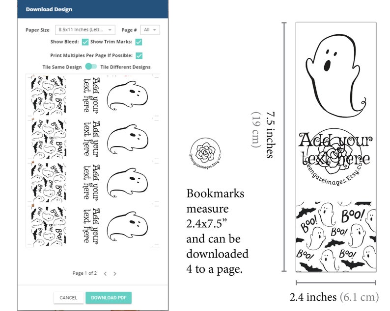 Halloween Ghost Bookmark PRINTABLE Editable in Corjl Book - Etsy