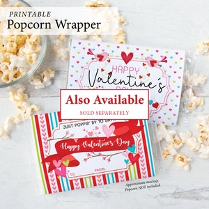 Valentine's Day Popcorn Wrapper - PRINTABLE Microwave Popcorn Wrapper ...