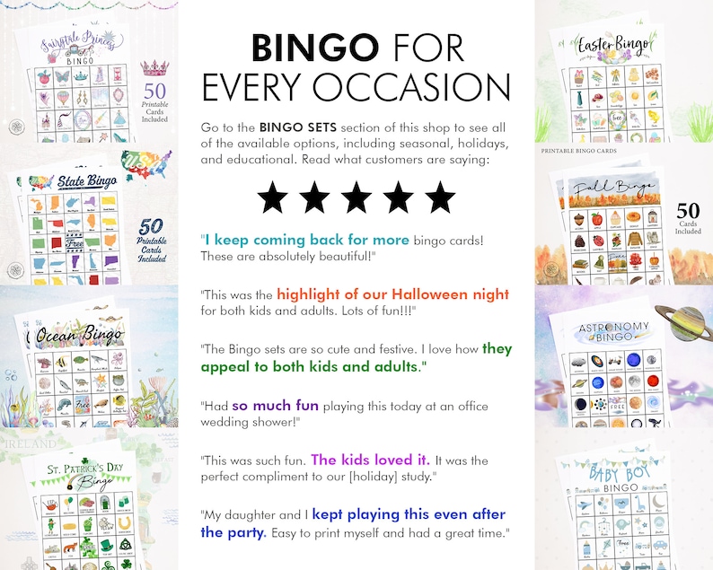 May Bingo - 50 PRINTABLE Unique Cards. Instant Digital Download PDF ...