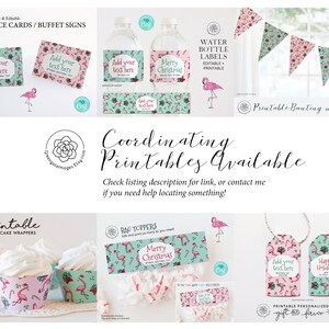 Christmas Flamingo Gift Tags Corjl Editable, Favor Tags, Printable Hang ...