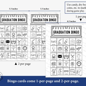 Graduation Bingo Cards: Printable Bingo Cards, Black and White, 50 ...