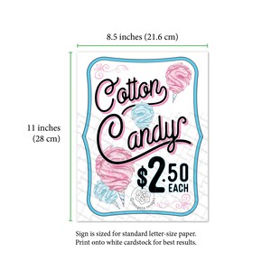 Cotton Candy Sign - PRINTABLE Corjl 8.5x11" Sign Template. Pink & Blue ...