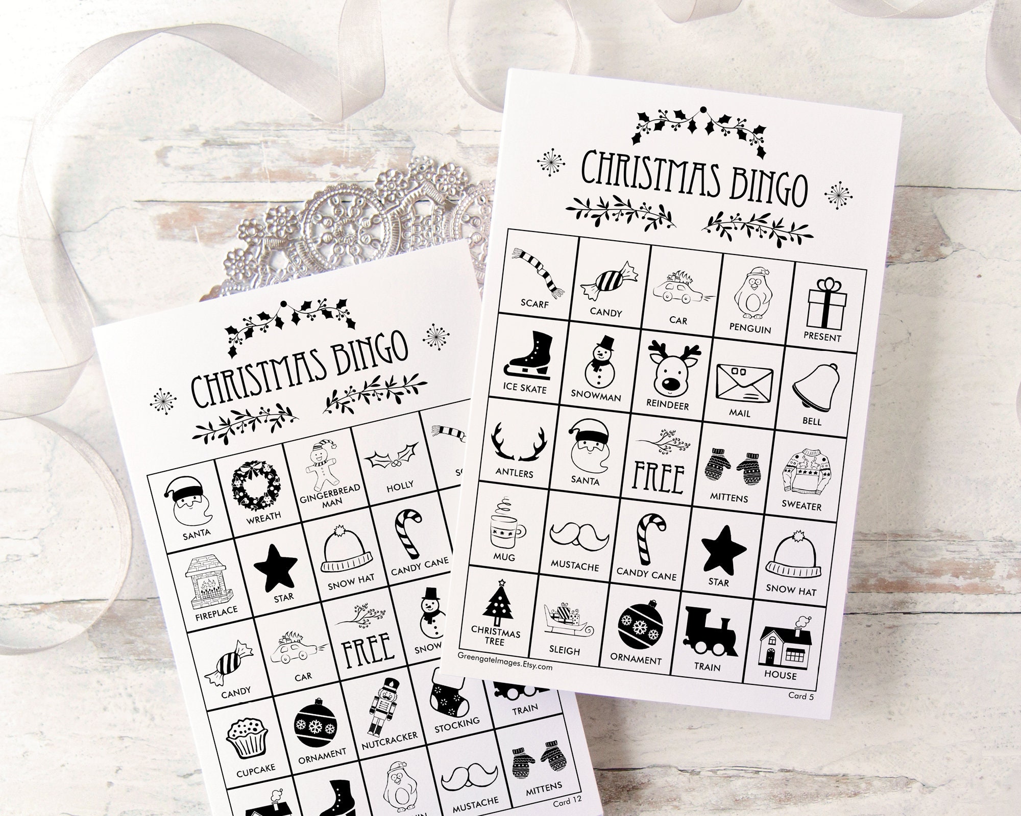 Black And White Christmas Bingo