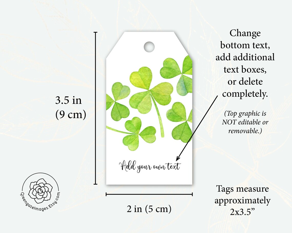 Shamrock Gift Tags St. Patrick's Day Printables Corjl | Etsy