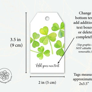 Shamrock Gift Tags St. Patrick's Day Printables Corjl - Etsy
