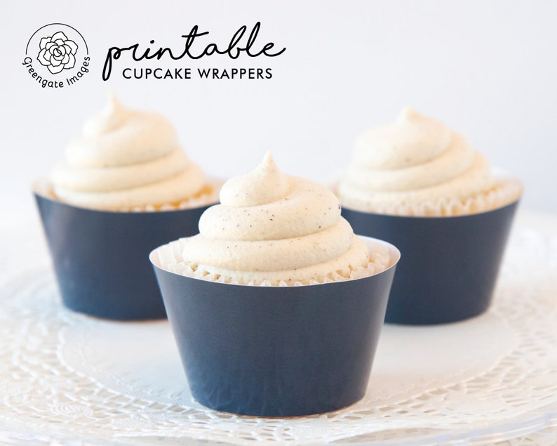 Navy Blue Cupcake Wrapper Printable Instant Download - Etsy