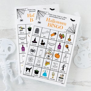 Custom Halloween Bingo: 50 Printable Bingo Cards With Labeled Halloween ...