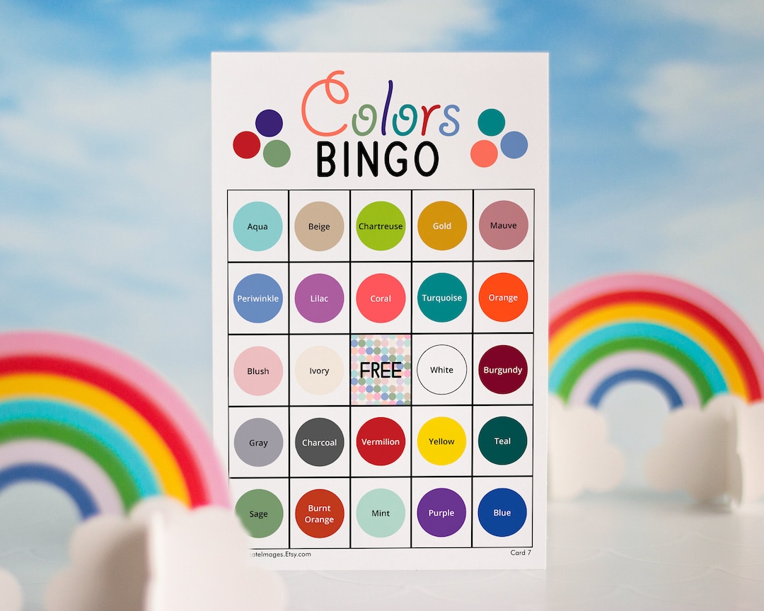 Colors Bingo Cards: Printable Bingo, 50 Cards, Senior Citizen ...