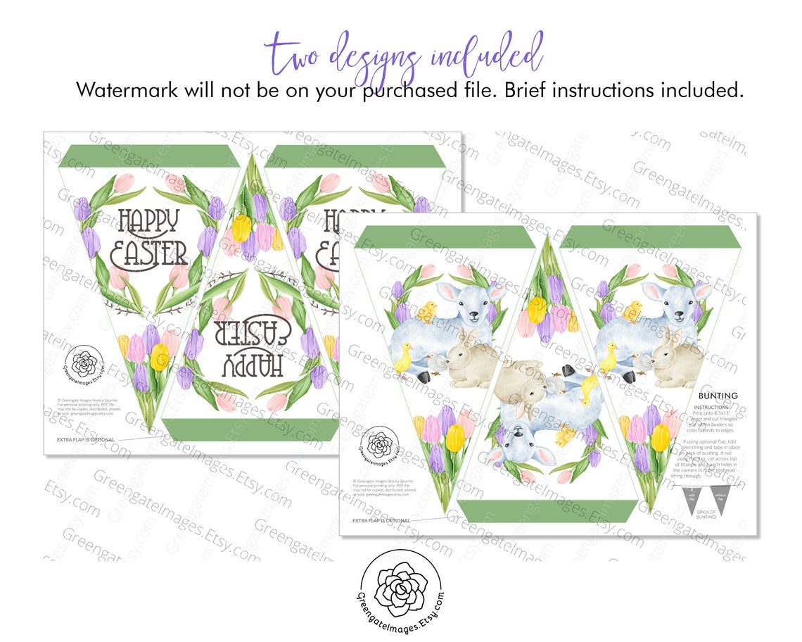 Easter Bunting - PRINTABLE Banner Flags, Instant Digital Download ...