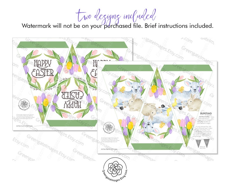 Easter Bunting PRINTABLE Banner Flags Instant Digital - Etsy