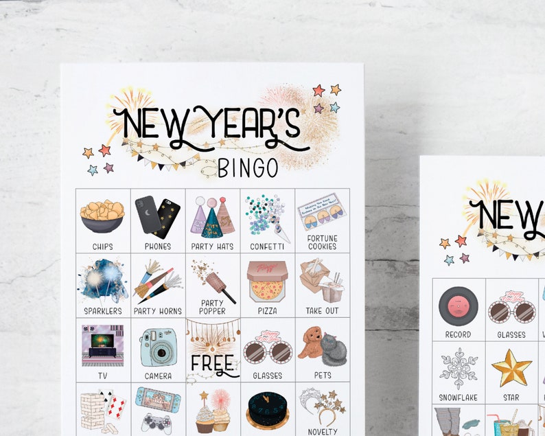 New Year's Kid/teen-friendly Bingo Cards - 50 PRINTABLE Cards for ...