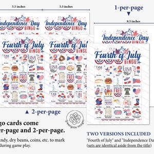 Fourth of July/independence Day Bingo - 50 PRINTABLE Unique Cards ...