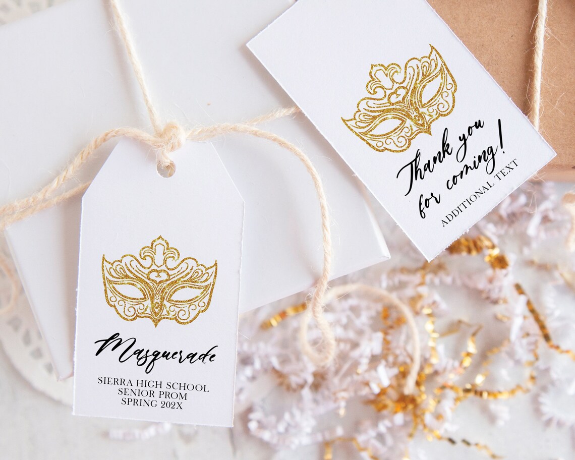 GOLD Masquerade Gift Tag PRINTABLE Corjl Editable Favor - Etsy
