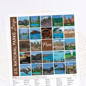 National Parks Bingo - 50 Cards, PRINTABLE, Senior Citizen Activities ...
