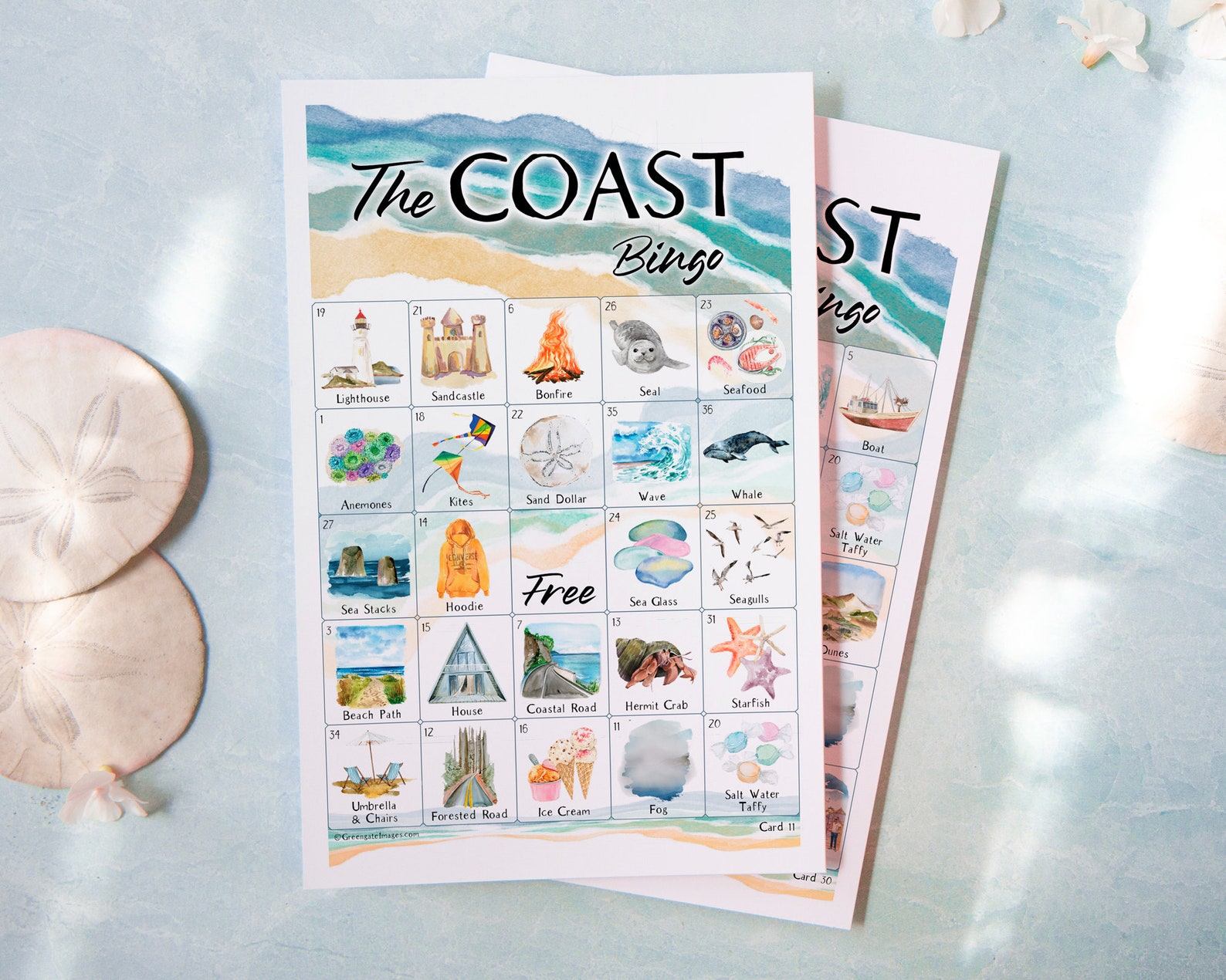 Coastal Bingo - 50 PRINTABLE Unique Cards. Instant Digital Download PDF ...