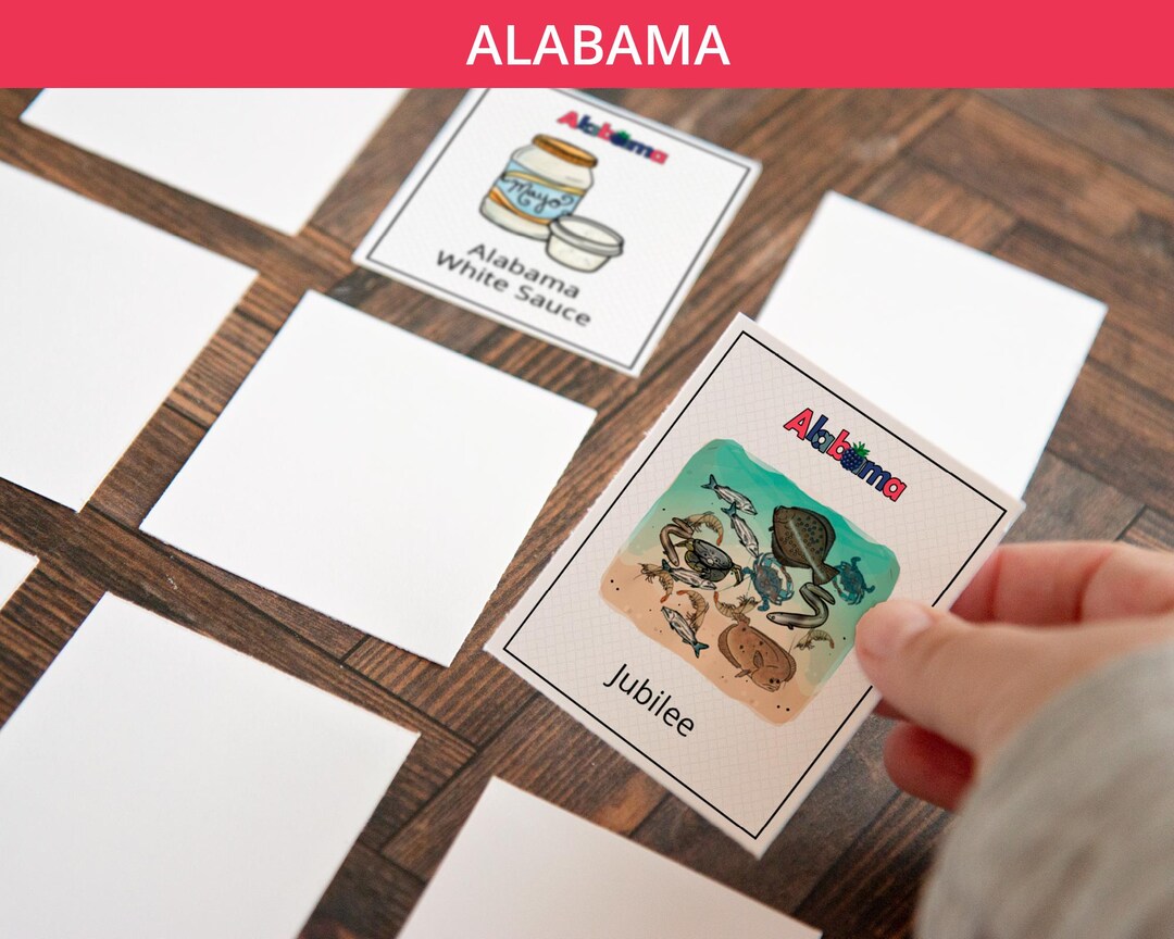 Alabama Memory Game - PRINTABLE Downloadable Activity PDF. Matching ...