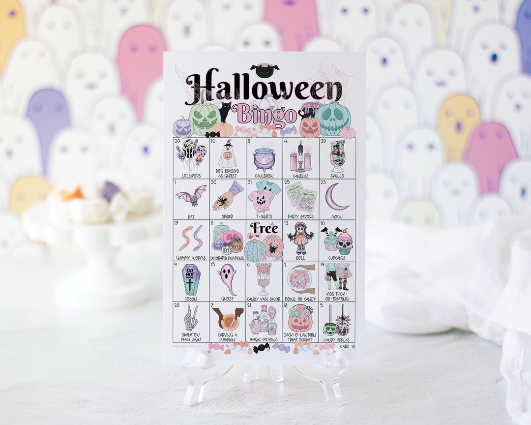 Halloween Bingo (pastel Colors) - 50 PRINTABLE Unique Cards. Instant ...