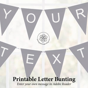 Gray Letter Banner - PRINTABLE, Editable Banner PDF. Instant Digital ...
