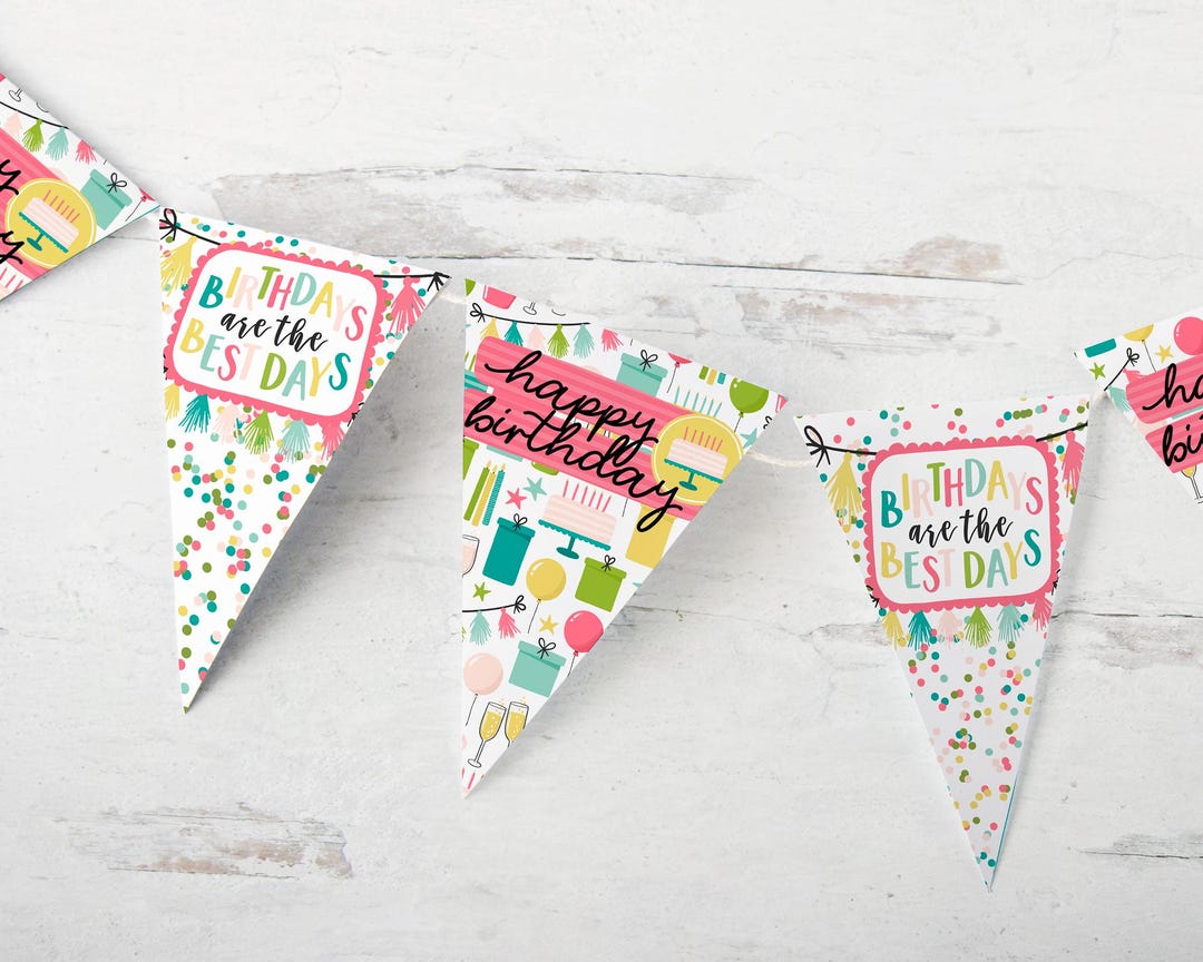 Birthday Bunting - PRINTABLE Instant Download PDF. Two Styles of ...