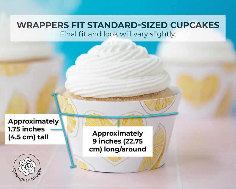 Lemon Heart Cupcake Wrapper PRINTABLE Instant Digital - Etsy